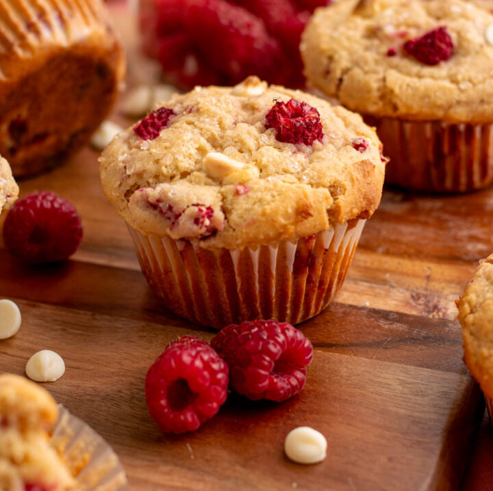 Gluten Free Raspberry White Chocolate Muffins - Olivia's Kitchen