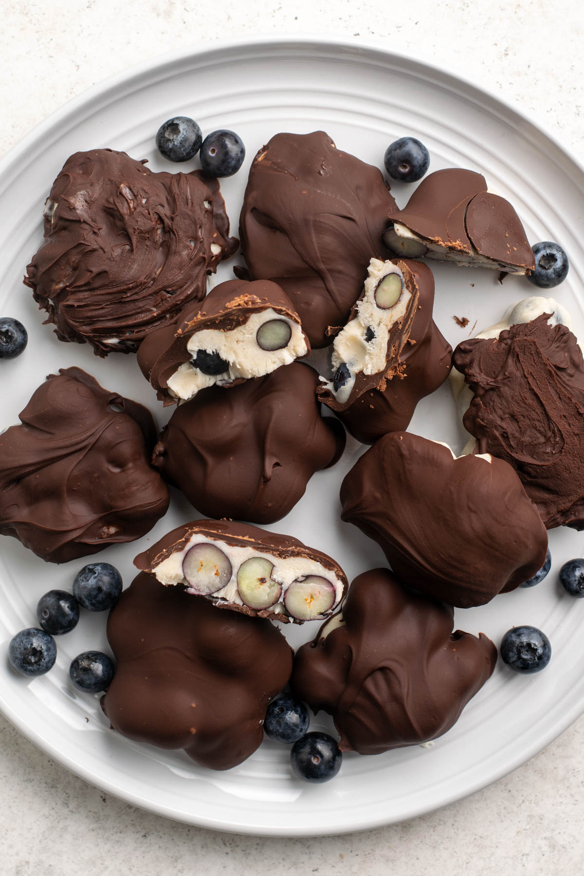 Chocolate Covered Blueberry Frozen Yogurt Clusters - Olivia's Kitchen